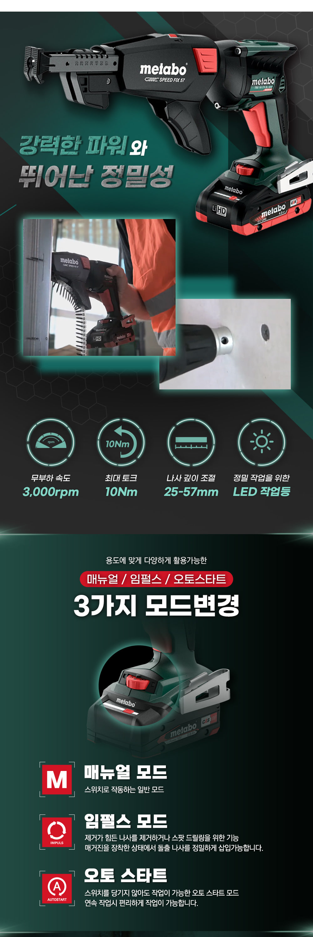 HBS 18 LTX BL 3000충전 18V 드라이월 스크류드라이버 매거진세트 – Metabo Korea